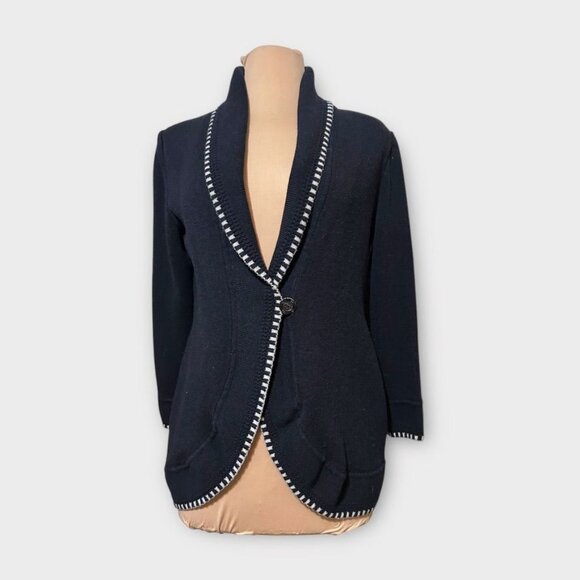 St. John Collection | Jackets & Coats | St John Knit Jacket 4 Blazer Midnight Navy Cream Button ...